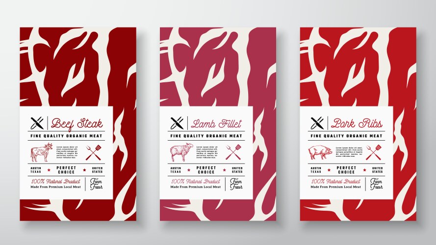 Premium quality beef meat packaging design layout Vector Image