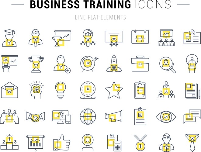 Leadership icons flat Royalty Free Vector Image