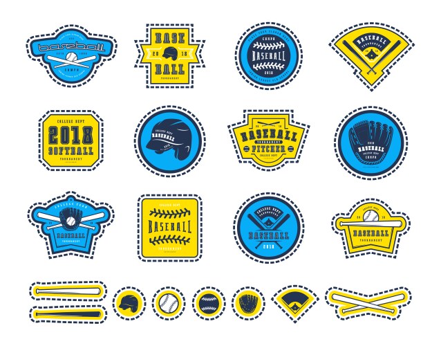 Set of baseball and softball badges Royalty Free Vector