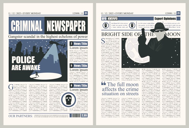 Paper tabloid newspaper layout editorial Vector Image