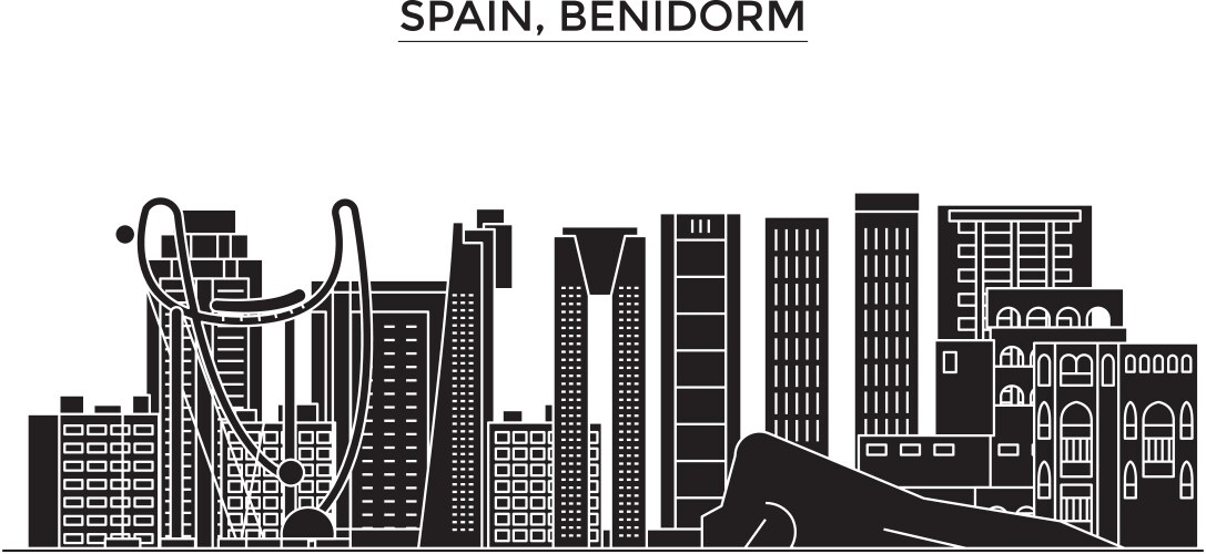 Spain Benidorm Skyline Vector Images (32)