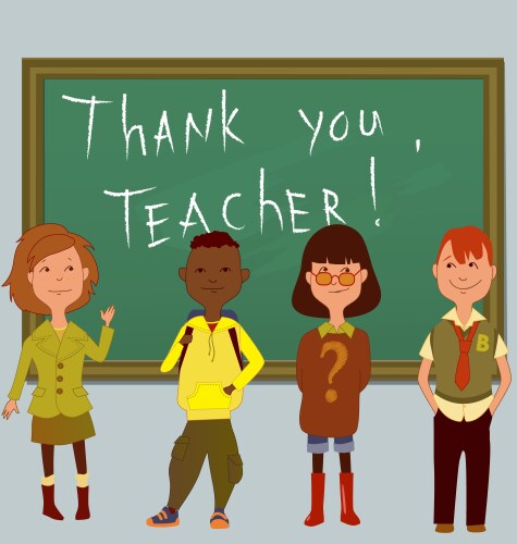 Woman teacher with students in the classroom Vector Image