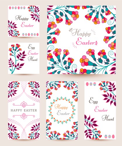 Happy easter symbols logo badges Royalty Free Vector Image