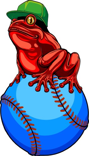 Frog on baseball ball Royalty Free Vector Image