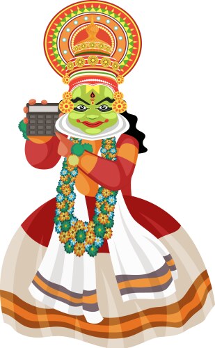 Kathakali dancer cartoon Royalty Free Vector Image