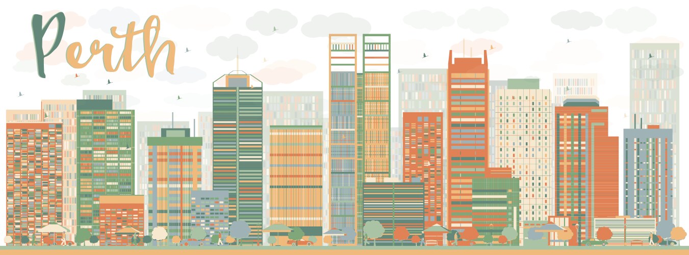 Perth City Skyline Silhouette Vector Images (96)