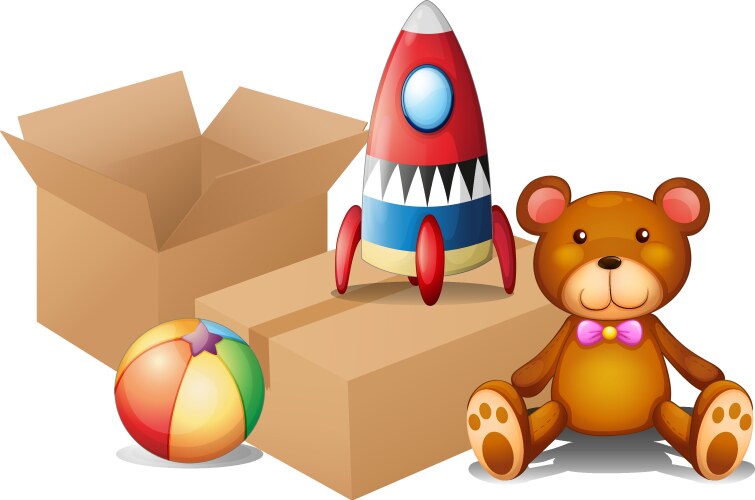 Toys in a box Royalty Free Vector Image - VectorStock