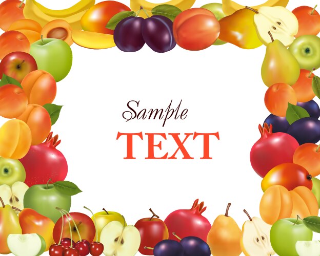 Mixed fruits border frame Royalty Free Vector Image