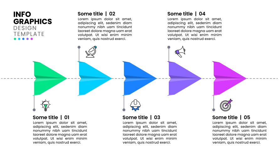 Infographic template 5 paper planes flying Vector Image