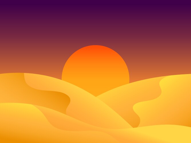 Landscape of sunset in the desert gradient Vector Image