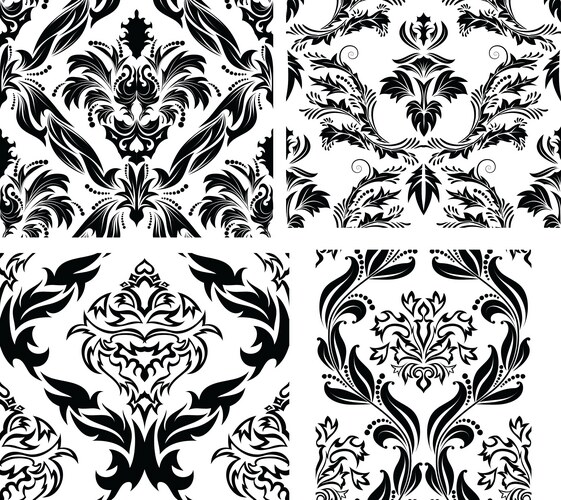 Damask flower patterns Royalty Free Vector Image