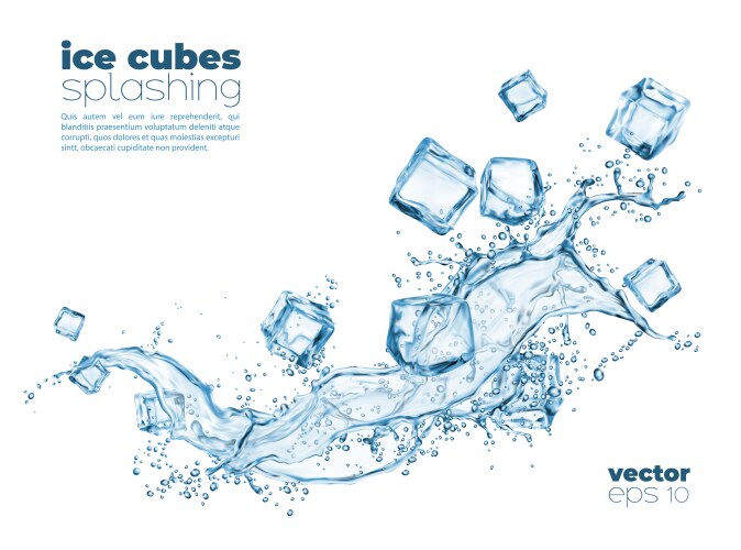 Splashing ice cubes Royalty Free Vector Image - VectorStock