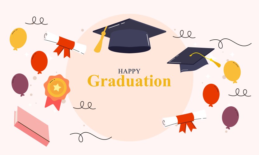 Graduation banner with cartoon Royalty Free Vector Image