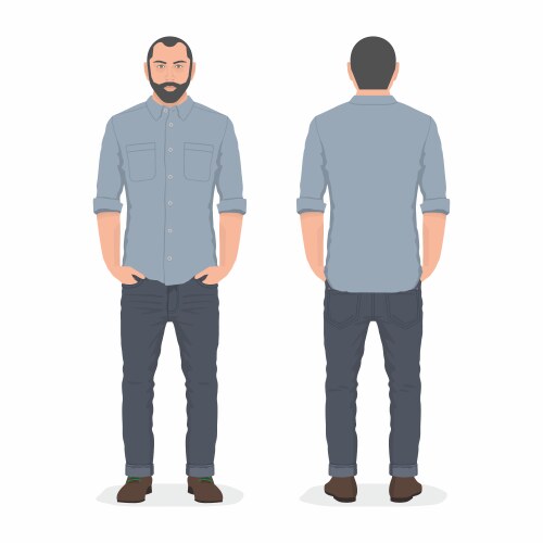 Man front and back views Royalty Free Vector Image