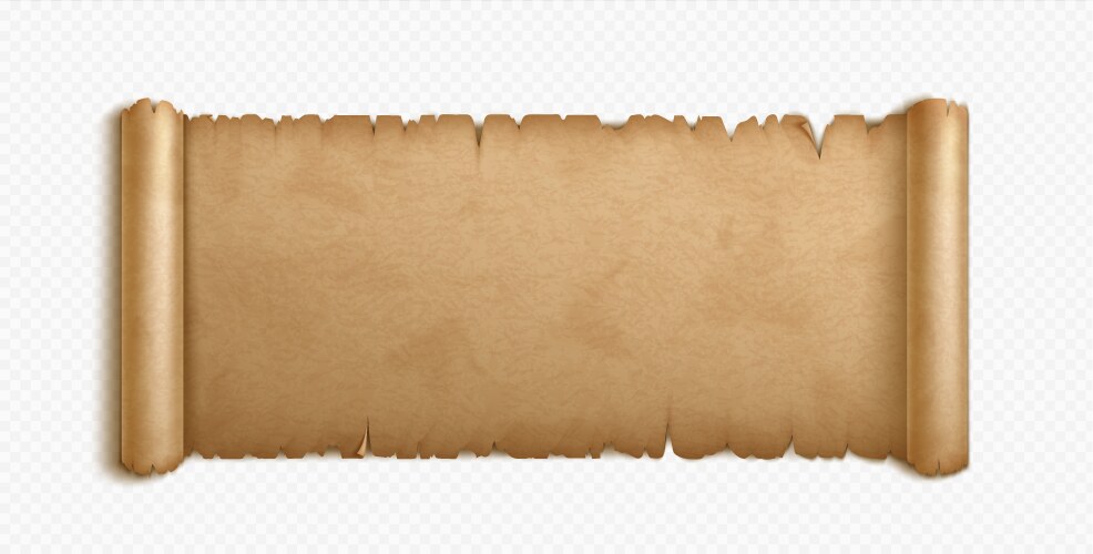 Realistic open parchment scroll on transparent Vector Image