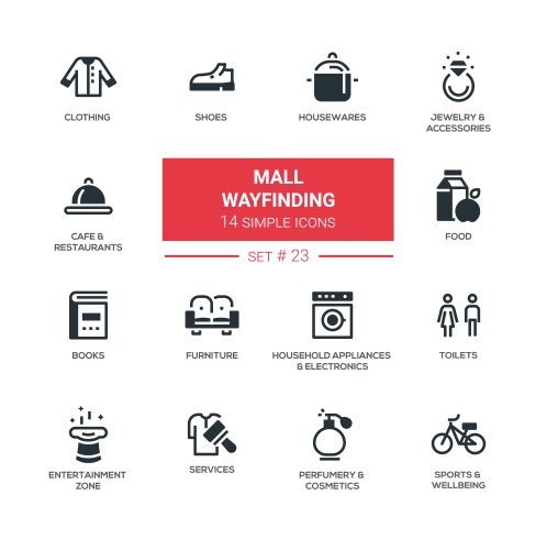 Yellow icons wayfinding signage Royalty Free Vector Image