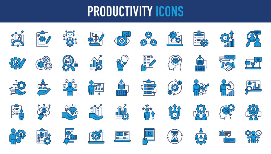 Productivity icon set Royalty Free Vector Image
