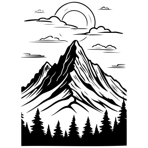 Cartoon mountain drawing outline line Royalty Free Vector