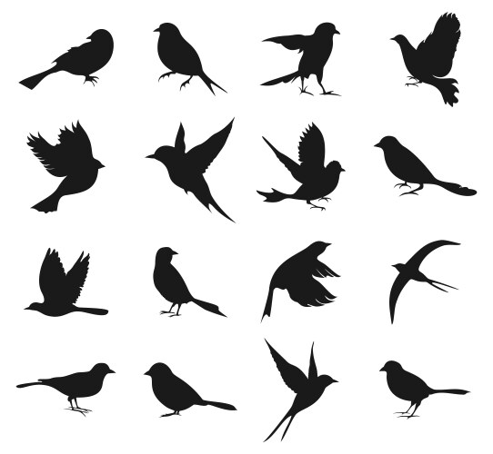 Simple birds flying silhouettes Royalty Free Vector Image