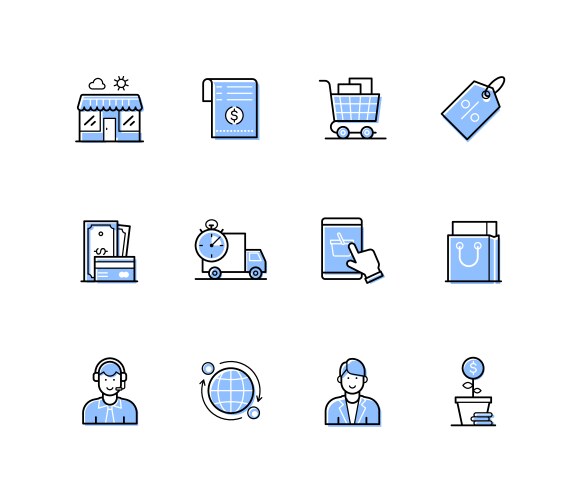 Shopping cart and orders - line design style Vector Image