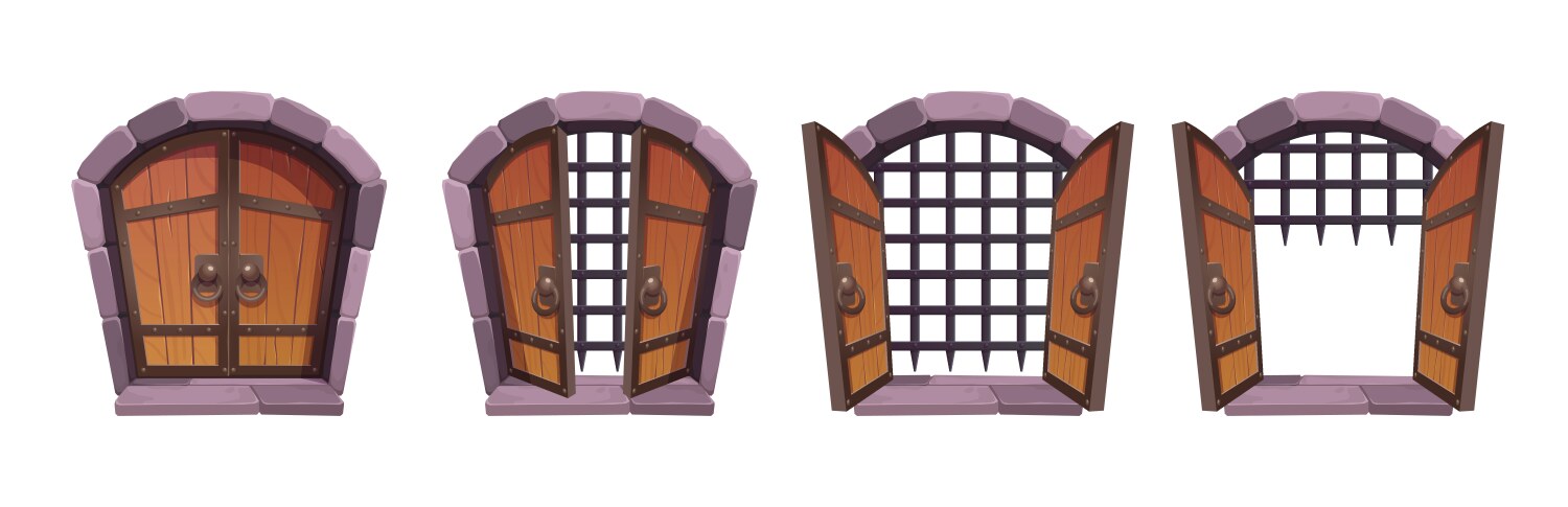 Cartoon medieval window of castle glass Royalty Free Vector