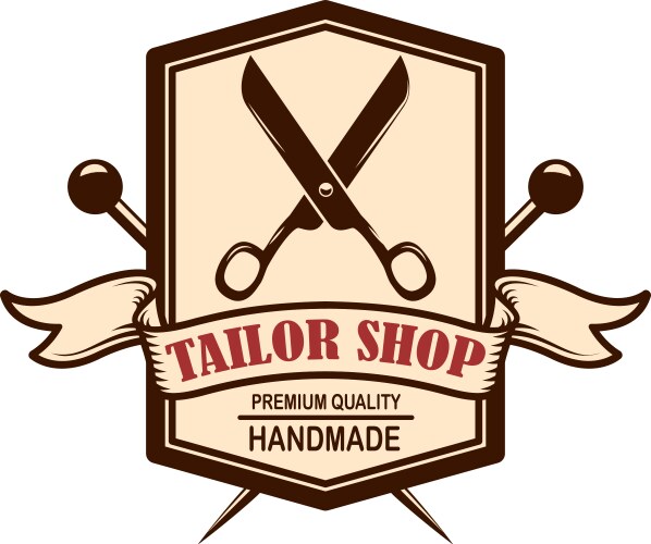 Vintage monochrome tailor label Royalty Free Vector Image
