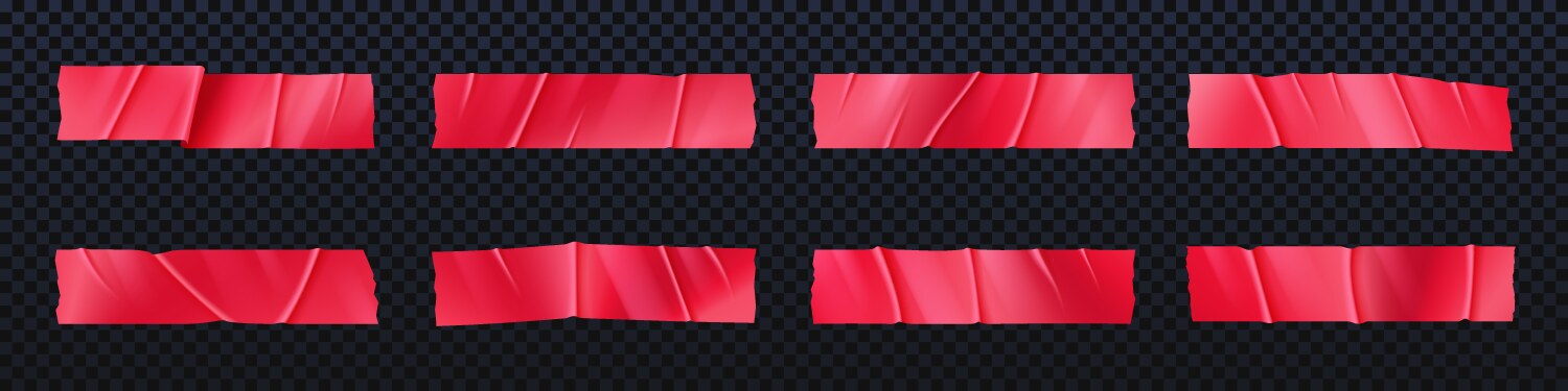 Red glued tape patches signs and symbols set Vector Image
