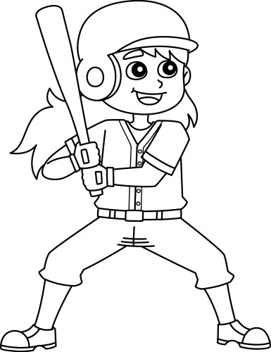 Baseball batter coloring page for kids Royalty Free Vector