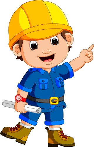 Cartoon architect with blueprint Royalty Free Vector Image