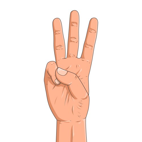 Three fingers up emoji Royalty Free Vector Image