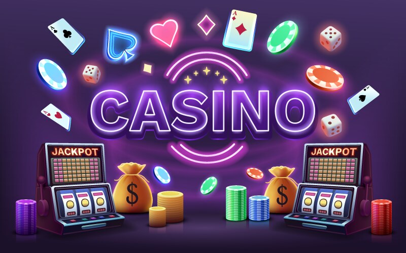 Winner slots machine casino jackpot fortune win Vector Image