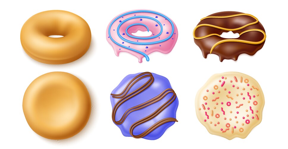 Set of cartoon donuts Royalty Free Vector Image