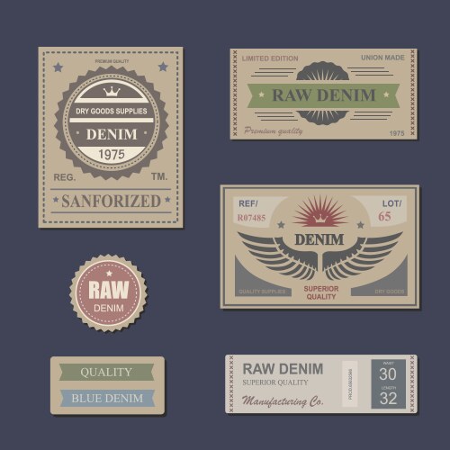 Denim text label with typography Royalty Free Vector Image