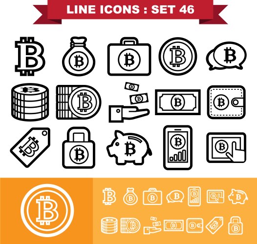 Collection icon bitcoin sign for internet money Vector Image