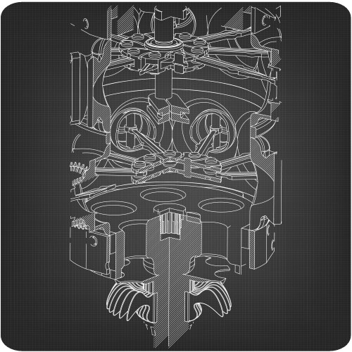 Radial engine blueprints Royalty Free Vector Image