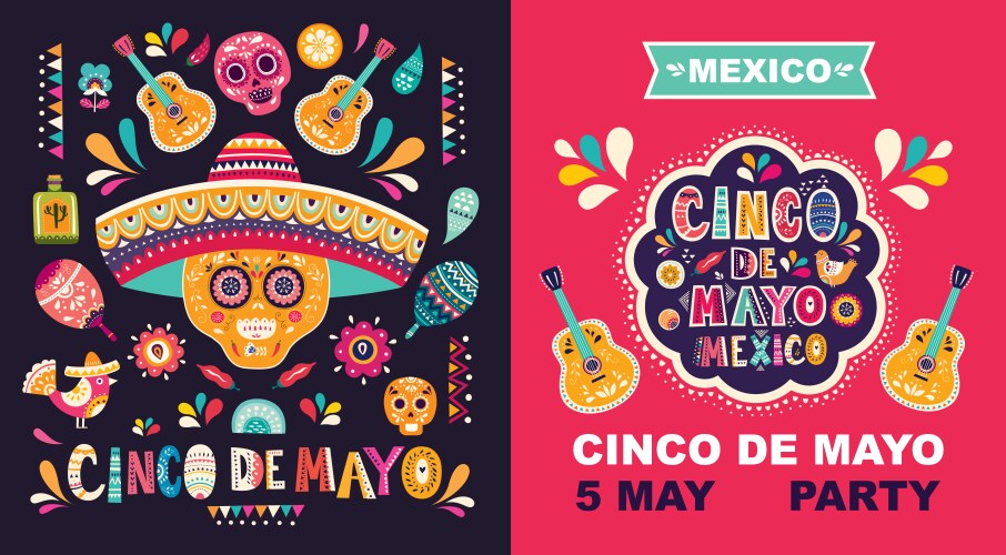Mexican cinco de mayo holiday labels Royalty Free Vector