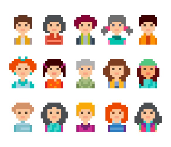 Pixel characters i love art Royalty Free Vector Image