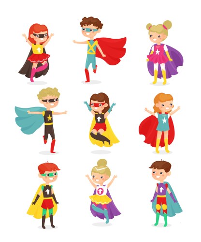 Super Kids Set Boys and Girls in Superhero Vector Images (over 410)