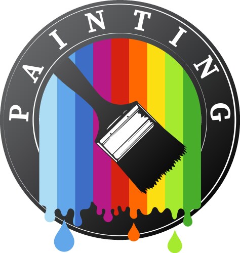 Paint brush painting house symbol Royalty Free Vector Image