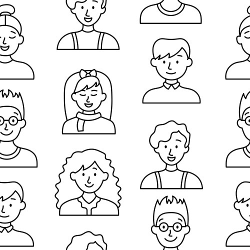 Kids different user profile seamless pattern Vector Image