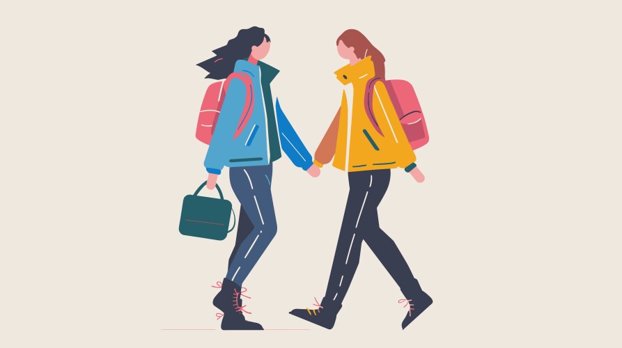 Two People Walking Vector Images (over 4,800)