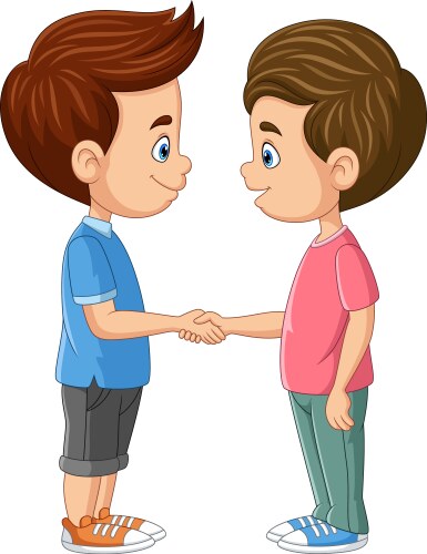 Cartoon boys shake hand Royalty Free Vector Image