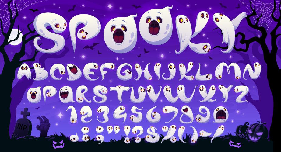 Cartoon monster font bugaboo type bogle typeface Vector Image