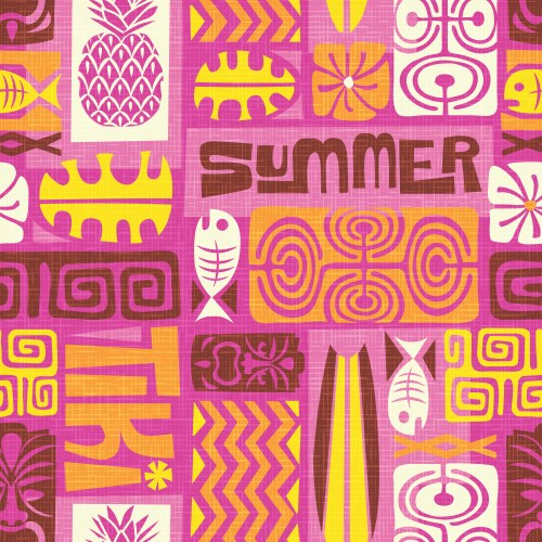 Seamless tropical tiki pattern Royalty Free Vector Image