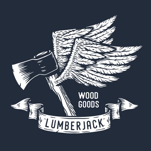 Lumberjack ax axe with wings for axeman logo Vector Image