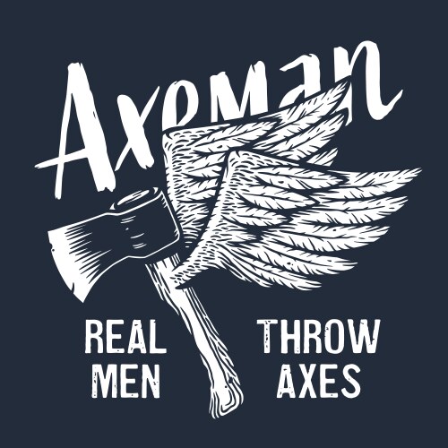 Lumberjack ax flying axe with wings axeman print Vector Image