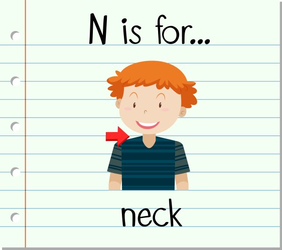 Smiling girl character holding flashcard with neck