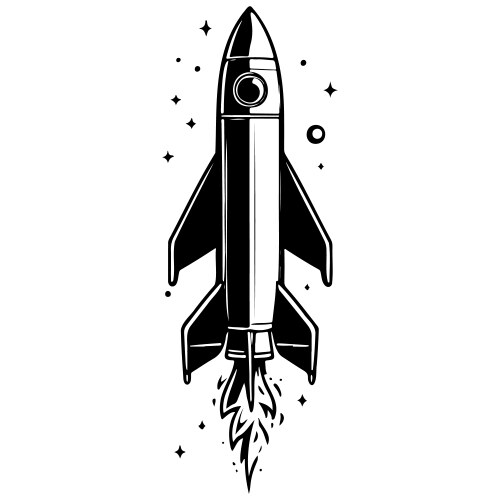 Cartoon rocket drawing outline line Royalty Free Vector