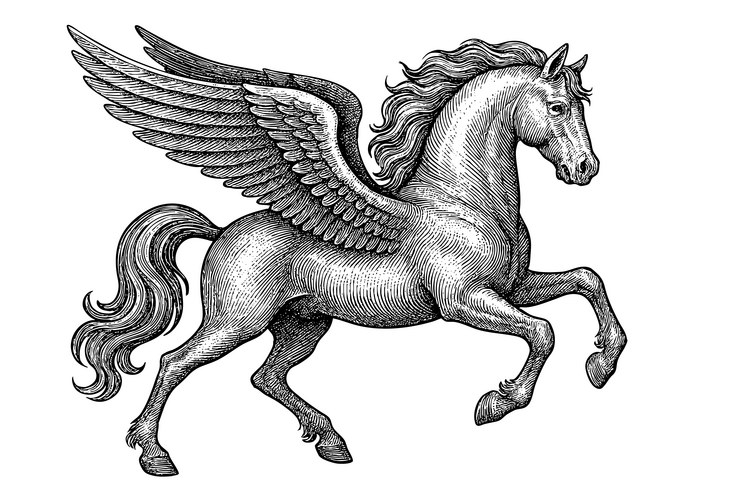 Mythical Pegasus Artwork – Free Vector | VectorStock