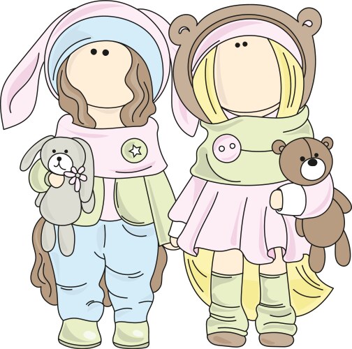 Cute little baby in diaper as paper doll Vector Image